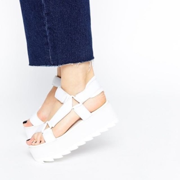 YRU | Shoes | Yru Pulse Lo White Chunky Platform Sandals Lolita Goth ...